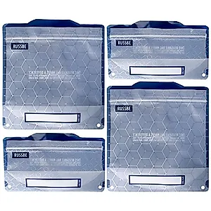 Russbe Metallic Hexagrid Reusable Snack & Sandwich Bags (Set of 4), Blue