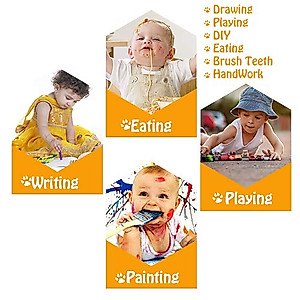 BAHABY Kids Art Smocks 4 Pack Painting Apron Waterproof Artist Smock with Long Sleeve and 3 Pockets for Age 3-8 Years