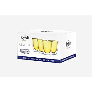 JoyJolt Glass Thermal Glass – 4pcs Borosilicate Glass Cup Set - Double Wall Glass Latte Mug - Ice Coffee Glass Cups for Hot and Cold Drinks – Durable and Dishwasher-Safe Glass Cup Double Wall – 8.4oz