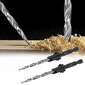 SeonFook 5PCS Countersink Drill Bit Set 1/4" Hex Shank Quick Change Screw Drill Counter Sink Bit 7/64", 9/64", 11/64", 3/16", 7/32" for Woodworking