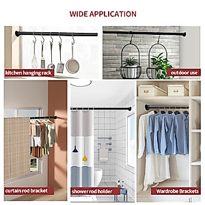 Closet Rod Brackets 1 Inch Heavy Duty Metal Closet Rod End Support Pole Sockets Wardrobe Flange Set Black Closet Rod Holders U Shaped Stainless Steel Shower Curtain Rods Holder 4 Pack