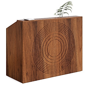 LITTLE TREE 47-Inch Reception Desk with Counter, Oak Front Desk Reception Room Table, Retail Counter for Checkout, Modern Welcome Desk for Lobby, Office, Beauty Salon