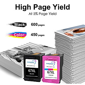 QUEENPRINT for HP 67XL Ink Cartridges Replacement for HP 67 67XL 67 XL Combo Pack for Envy Pro 6055 6455e 6055e 6400 6452 6052 6455 DeskJet 4100 2700 2742e 2755e 2752 4152 4155e (Black Tri-Color)