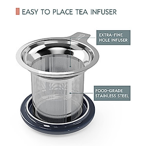 immaculife Tea Cup with Infuser and Lid Tea Mug with Lid Teaware with Filter Large Capacity 16OZ, Navy blue
