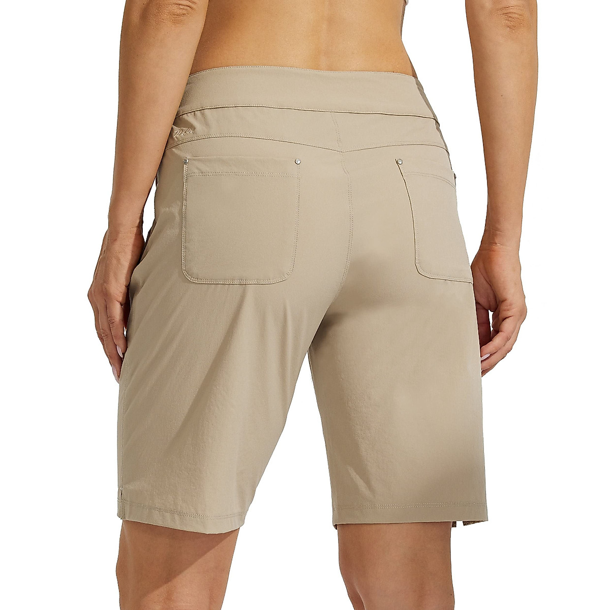 Willit Women's Golf Hiking Shorts 9" Quick Dry Athletic Long Summer Shorts Pockets Water Resistant Khaki 8