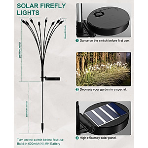 Solar Outdoor Lights for Garden, IP65 Waterproof Solar Lights for Outside, Sway by Wind, 32 LEDs Christmas Decorative Lights for Yard Patio Pathway Decoration, 4 Pack