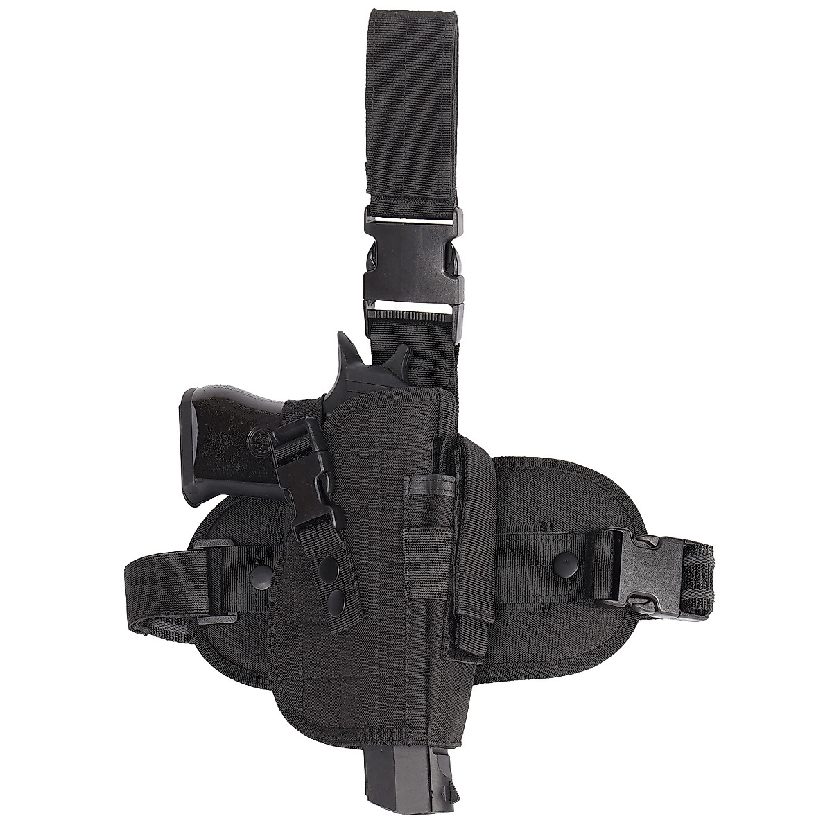 Drop Leg Holster Right Handed - Airsoft Holster with Magazine Pouch Thigh Pistol Gun Holster Tactical Adjustable,Suitable to Hold Full Size Mid Size and Compact Pistols. (Black)
