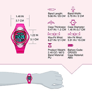 cofuo Girls Boys Digital Watch - Kids Sports Waterproof Outdoor Watches with Alarm Stopwatch Youth Children LED Electronic Wristwatch - Rose Red