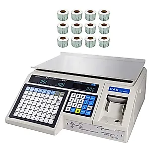 CAS LP-1000N Label Printing Scale Legal for Trade , 30 x 0.01 lb with a FREE 1 case CAS LST-8010 UPC Label, 58 x 40 mm