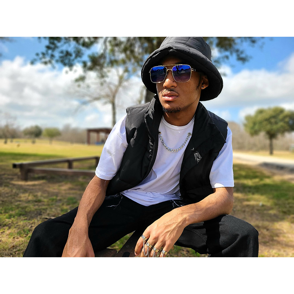 FEISEDY Retro Square Aviator Sunglasses for Men Women Vintage 70s Pilot Shades Classic Metal Frame B2845