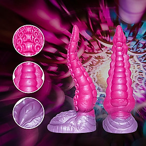 9 Inch Large Realistic Tongue Dildo from Dragon Monster Dildo Soft Silicone Big Anal Dildo with Textured Octopus Tentacles Suction Cup for Women Adult Sexy Sex Toy Anal Plug for Vaginal G-spot（Rose）
