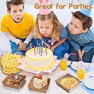 Charcuterie Boxes 20 Pack with Clear Lids, Square Disposable Paper Food Containers to Go Bakery Boxes for Strawberries, Cake Slice, Desserts, Donuts, Party, Wedding, Outdoors and Home Use (Brown)