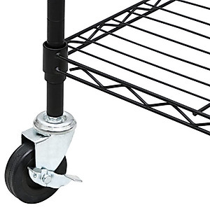 Karl home Heavy Duty 5-Tier Storage Shelving with Wheels, Adjustable Metal Shelves Wire Storage Rack for Garage Kitchen Basement,1100lbs Capacity 35.43" L X 17.72" W X 70.87" H, Black