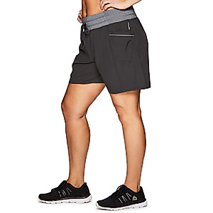 RBX Active Women's Plus Size Relaxed Fit Adjustable Waist Stretch Woven Athletic Charcoal