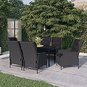 WHOPBXGAD 7 Piece Patio Dining Set Lawn Furniture,Patio Furniture Sets,Patio furnitureSui for patios, Gardens, lawns, Balconies, Poolside,Dark Gray