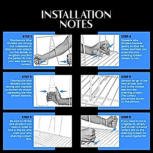 Extra Large 4 Pack *** 16" Shelving 15" Height *** White Titan Secure Wire Shelf Dividers for Closets - Xtra Large Model for More Clothes/Laundry/Bags