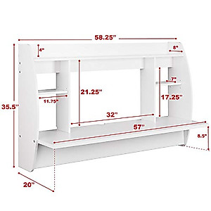 Wide Floating Desk, White