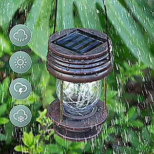 Solar Lanterns Outdoor Hanging - 2 Pack Waterproof Landscape Lights Solar Table Lamps with Retro Design, Warm LEDs Fairy Lights for Indoor Tabletop Patio, Garden, Yard, and Pathway Decoration