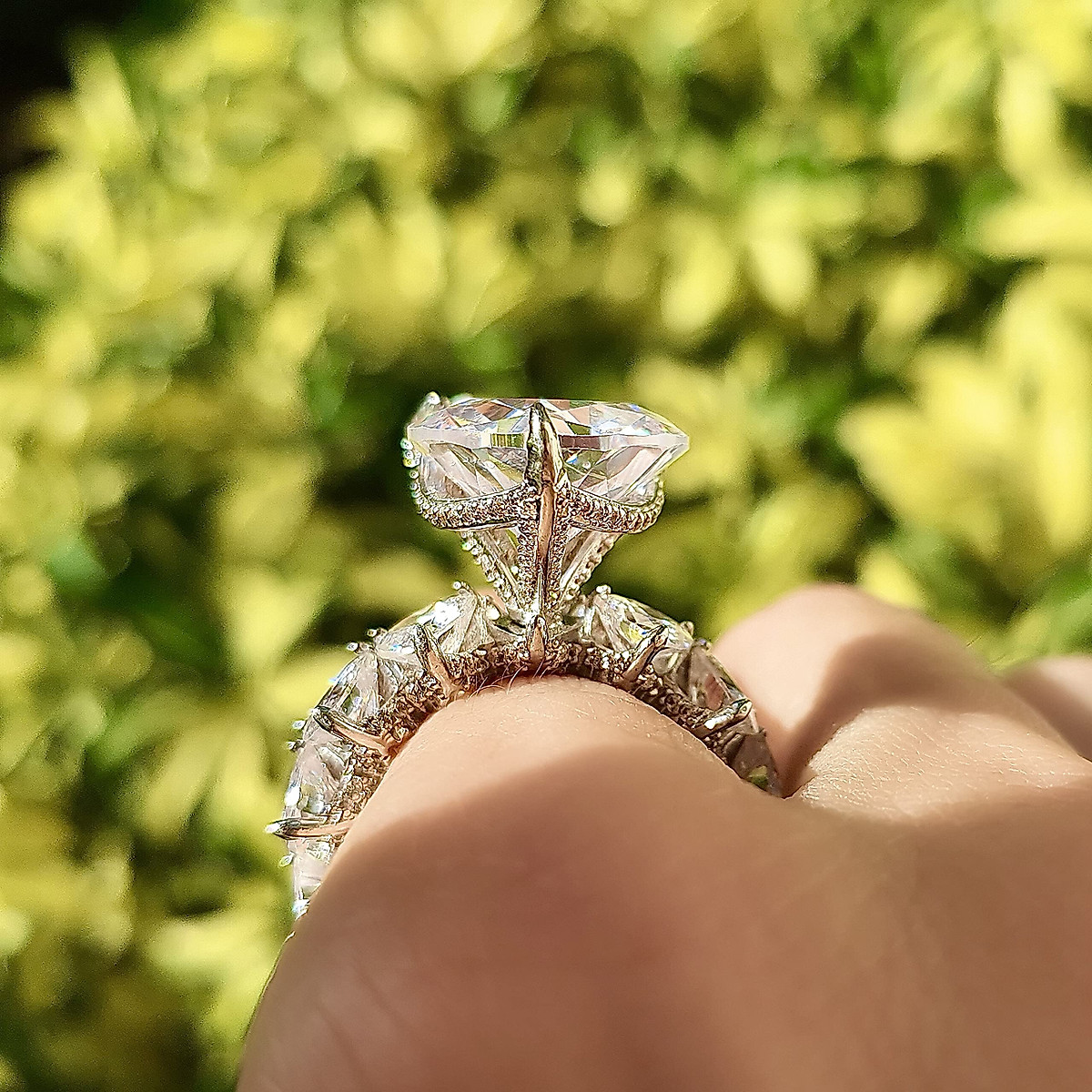 Heart shaped 5K Cubic Zirconia Engagement Handmade Ring. Luxury Quality Fashion Diamond-like Solitaire Ring. Amulet Talisman Good Luck ring