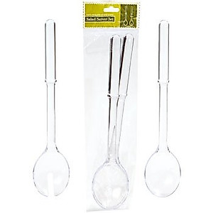 Clear Plastic Salad Server Spoons Set, 11 1/2"