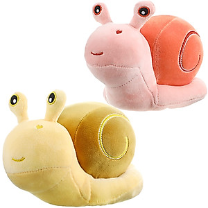 Civaner 2 Pcs Snail Stuffed Animal 7.87 Inch Snail Plush Toy Cartoon Snail Doll Plush Cute Soft Snail Pillow Doll for Valentine's Day Birthday Party Gift Kawaii Home Decor(Pink, Yellow)