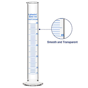 Labasics 4-Pack Borosilicate Glass 50 ml Heavy Wall Graduated Cylinder Measuring Cylinder