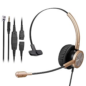 MAIRDI Phone Headset with RJ9 & 3.5mm Jacks for Call Center Office Deskphone Cell Phone PC Laptop, Landline Telephone Headset with Microphone Noise Canceling for Polycom Avaya Nortel