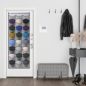 Unjumbly Baseball Hat Rack, 24 Pocket Over-The-Door Cap Organizer with Clear Deep Pockets to Protect, Store and Display Your Baseball Caps Collection, Complete with Over Door Hooks