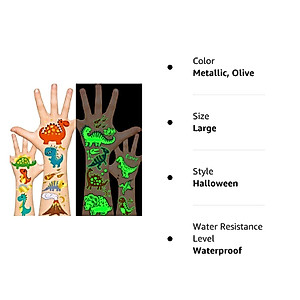 Leesgel Dinosaur Temporary Tattoos for Kids, Dinosaur Stickers, Dinosaur Birthday Party Supplies Decorations (37 Styles Glow + Metallic Glitter)