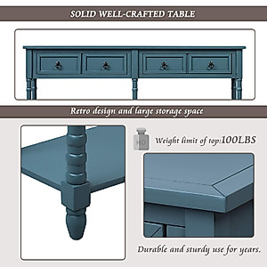 BOICHE Console Storage Sofa Table with 2 Drawers and Open Shelf for Entryway,Living Room,Hallway,Antique Navy
