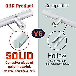 Amazon Basics Euro Bar Cabinet Handle (1/2-inch Diameter), 5.38-inch Length (3-inch Hole Center), Satin Nickel, 10-Pack