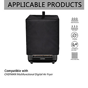 CouldyCasi Air Fryer Cover Heavy Duty Heat-resistant Waterproof Dust Protective Air Fryer Oven Cover Case Compatible with CHEFMAN Multifunctional Digital Air Fryer 10L Family Size (Black)