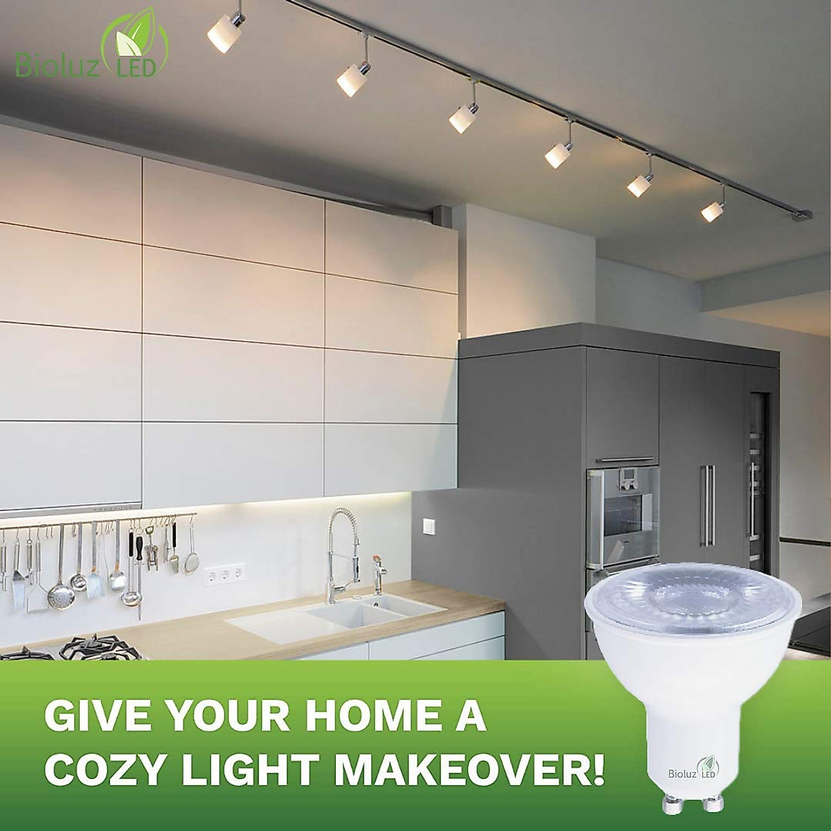 Bioluz LED 6 Pack GU10 LED Bulbs Dimmable 3000K Indoor Outdoor 50 Watt Halogen Bulb Replacement 500 Lumen UL Listed