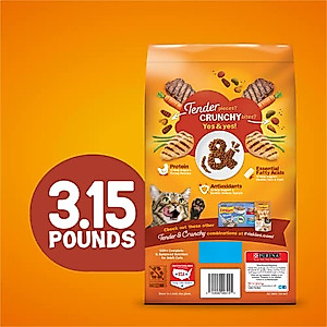 Purina Friskies Dry Cat Food, Tender & Crunchy Combo - (4) 3.15 lb. Bags