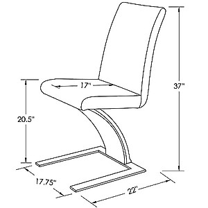 Zuri Furniture Modern Mesa Dining Chair in Black Leatherette and Stainless Steel…