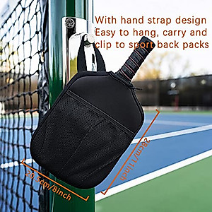 Neoprene Pickleball Paddle Cover Pickleball Racket Sleeve with Inner Pockets and Handle Strap Pickleball Paddle Cover Ball Holder Organizer Bag (Blue art print)