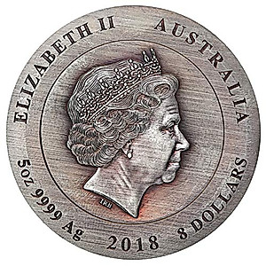 2018 AU Rare Earth 5 oz Silver High Relief Patina Coin with gold diamond 56mm Perfect Uncirculated