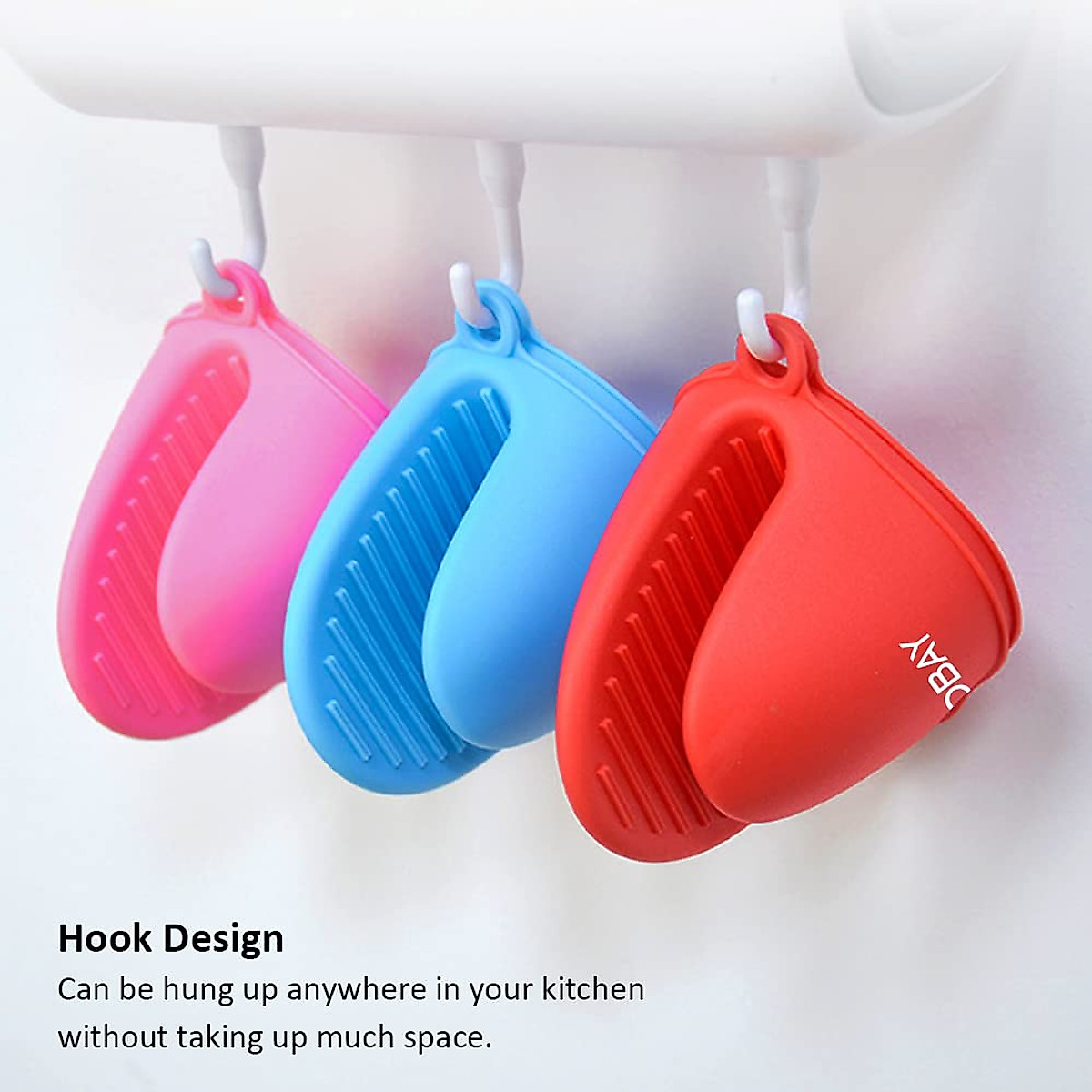 Decobay Mini Oven Gloves Silicone Heat Resistant Cooking Pinch Mitts Potholder for Kitchen Cooking, Baking and Kitchen Mittens Pinch Mitts (Red)