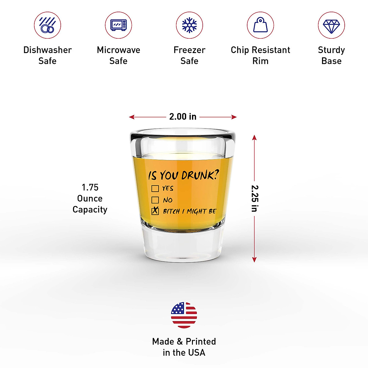 LitGifts Is You Drunk Shot Glass, Cute Shot Glasses for Women or Men, Funny Shot Glasses for Adults, Fun Gifts for Men or Women, Silly Drinking Glasses for Adults, 1.75 Ounce Glass Shot Glass