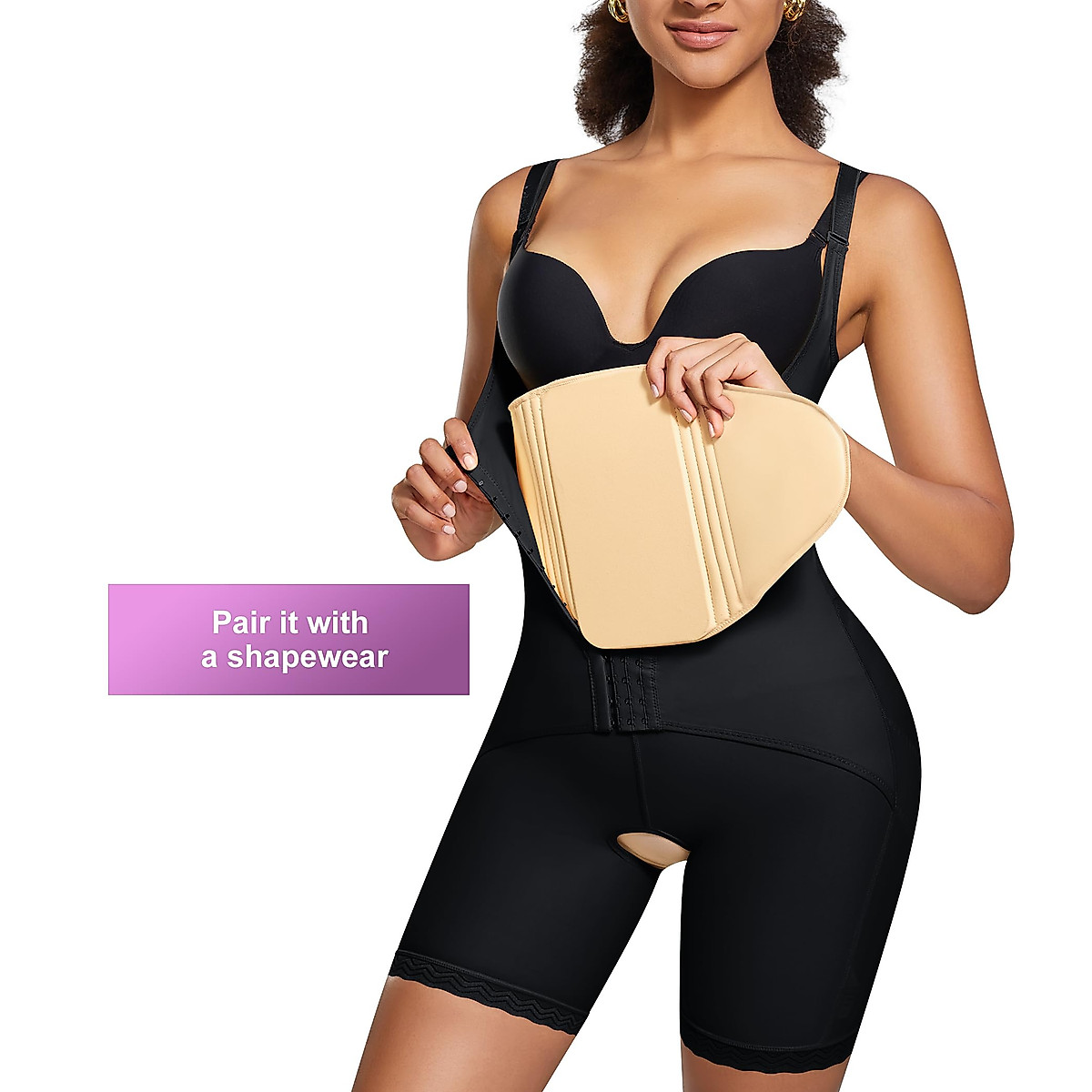 YERKOAD Abdominal Compression Board Flattening Belly AB Board Lumbar Post Surgery Lipo Back Foam Board Postpartum Recovery (Beige, One Size)