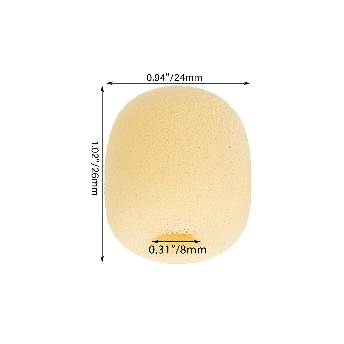 BQLZR 8mm Dia Yellow Wind Shield Mic Sponge Cover for Loudspeaker Lapel Microphone Headset Microphone EY-M02 Pack of 10