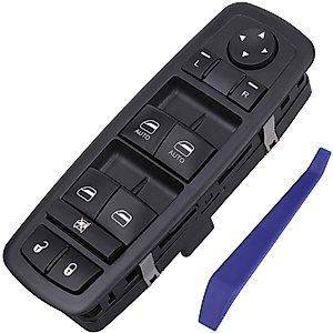 Driver Side Power Window Switch Compatible with 2009-2012 Dodge RAM 1500/2500 / 3500 Quad & Crew Cab Pickup, Double Auto Buttons (Without Power-Fold Mirrors, Replaces 4602863AB, 4602863AC)