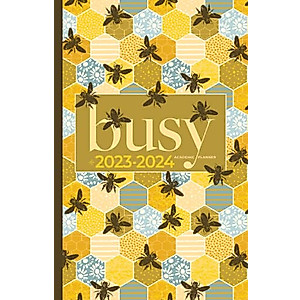Academic Planner 2023-2024 Small | Busy Bumble Bee Hive: July - June | Weekly & Monthly | US Federal Holidays and Moon Phases