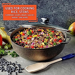 IMUSA 3.5 Quart Nonstick Fuzion Caldero with Tempered Glass Lid