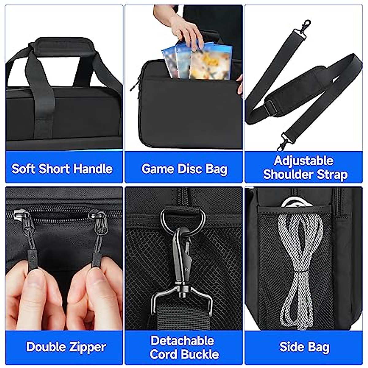 Deegotech Travel Carrying Case Compatible with PS5, Portable Protective Storage Bag for PlayStation5 Console Multiple Pockets for PS5 Disc/Controller/Game Cards & Accessories Tech Gifts for Men