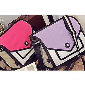 Xugq66 3D Style 2D Drawing Cartoon Handbag Shoulder Canvas Messenger Bag (Pink)