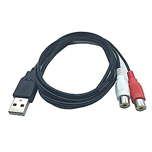 USB to 2RCA Cable, Haokiang 5 Feet/1.5m USB 2.0 Female to 2 RCA Female Jack Splitter Audio Video AV Composite Adapter Cord Cable (USB M/2RCA F)
