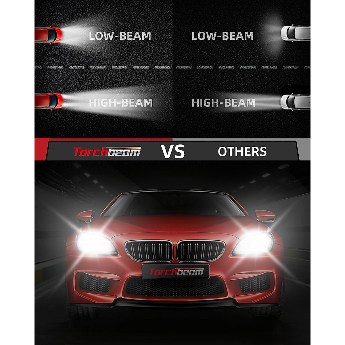 Torchbeam 9005/HB3 H11/H8/H9 Light Bulbs Combo, 𝟒𝟒𝟎𝟎𝟎 𝐋𝐌, 𝟖𝟎𝟎% 𝐁𝐫𝐢𝐠𝐡𝐭𝐞𝐫 𝐭𝐡𝐚𝐧 𝐇𝐚𝐥𝐨𝐠𝐞𝐧 9005 H11 Bulbs, Powersports Accessory Lights, Fog Bulbs Pack of 4