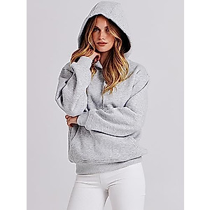 ANRABESS Women's Oversized Hoodies Fleece Casual Pullover Drawstring Long Sleeve Hooded Sweatshirts 2023 Fall Fashion Clothes Trendy Y2k Outfits for Teen Girls A1072huahui-S Heather Gray