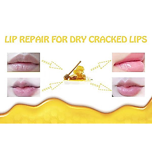 2PCS Honey Balm & Strawberry Lip Balm, Honey Lip Balm, Lip Masks for Dry and Cracked Lips with Brush, Lip Exfoliator & Moisturizer, Reduces Lips Lines & Lightens Lips, Anti-Wrinkle, Aging